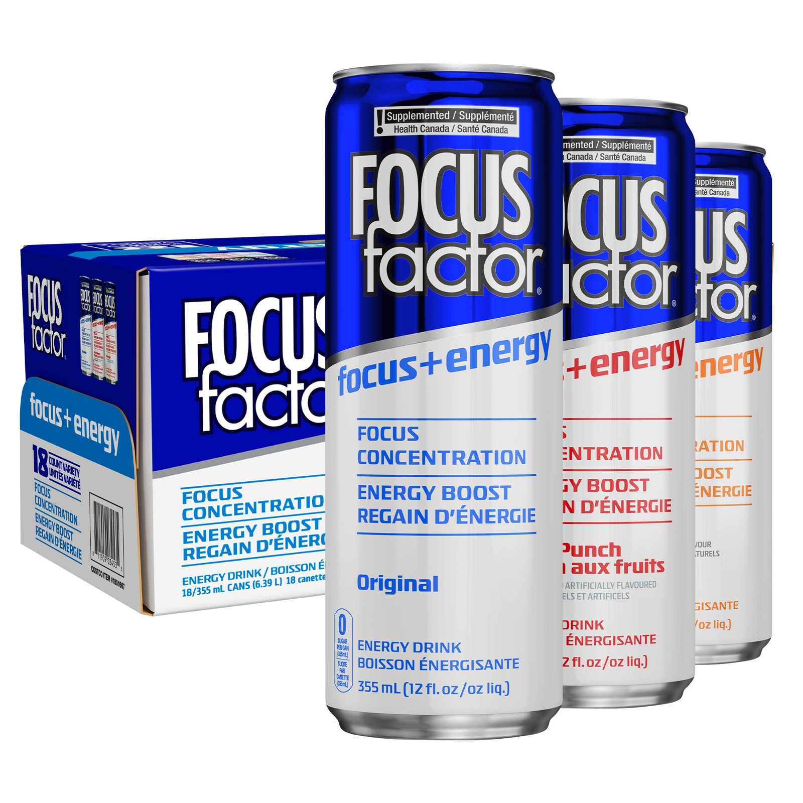 Focus Factor® Focus + Energy Drinks - Variety Pack - 18 Cans
