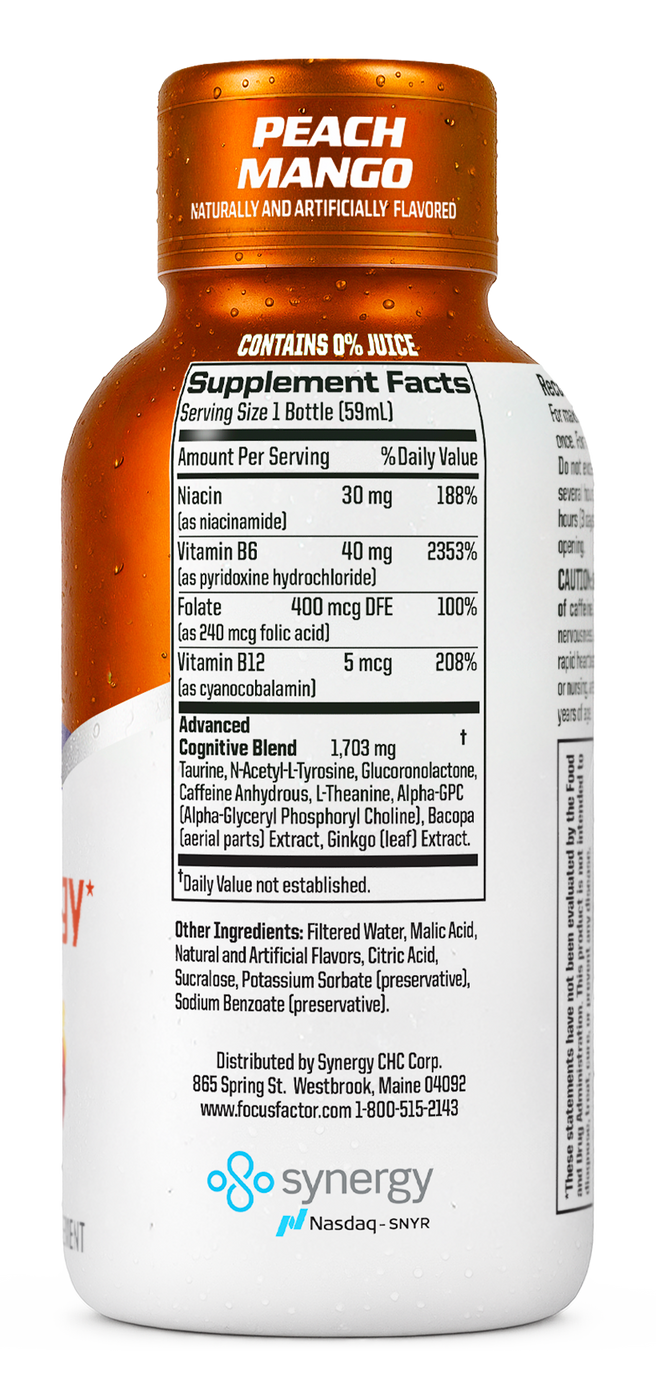 Focus + Energy Shot - Extra Strength - Peach Mango Flavor